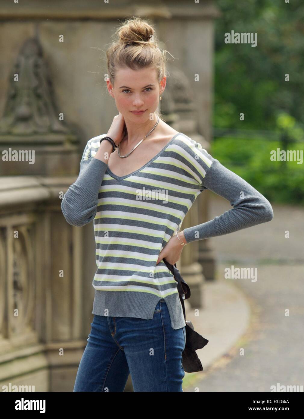 Behati Prinsloo at a photoshoot for Victoria's Secret at Central Park ...