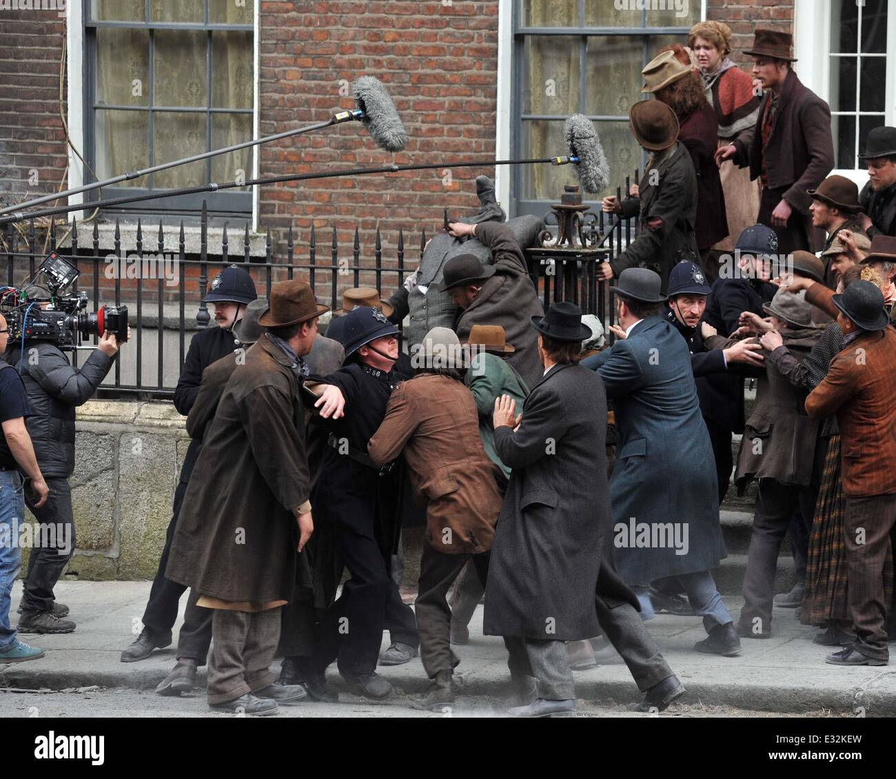 Matthew McFadyen, Jermome Flynn and Adam Rothenberg filming scenes for ...
