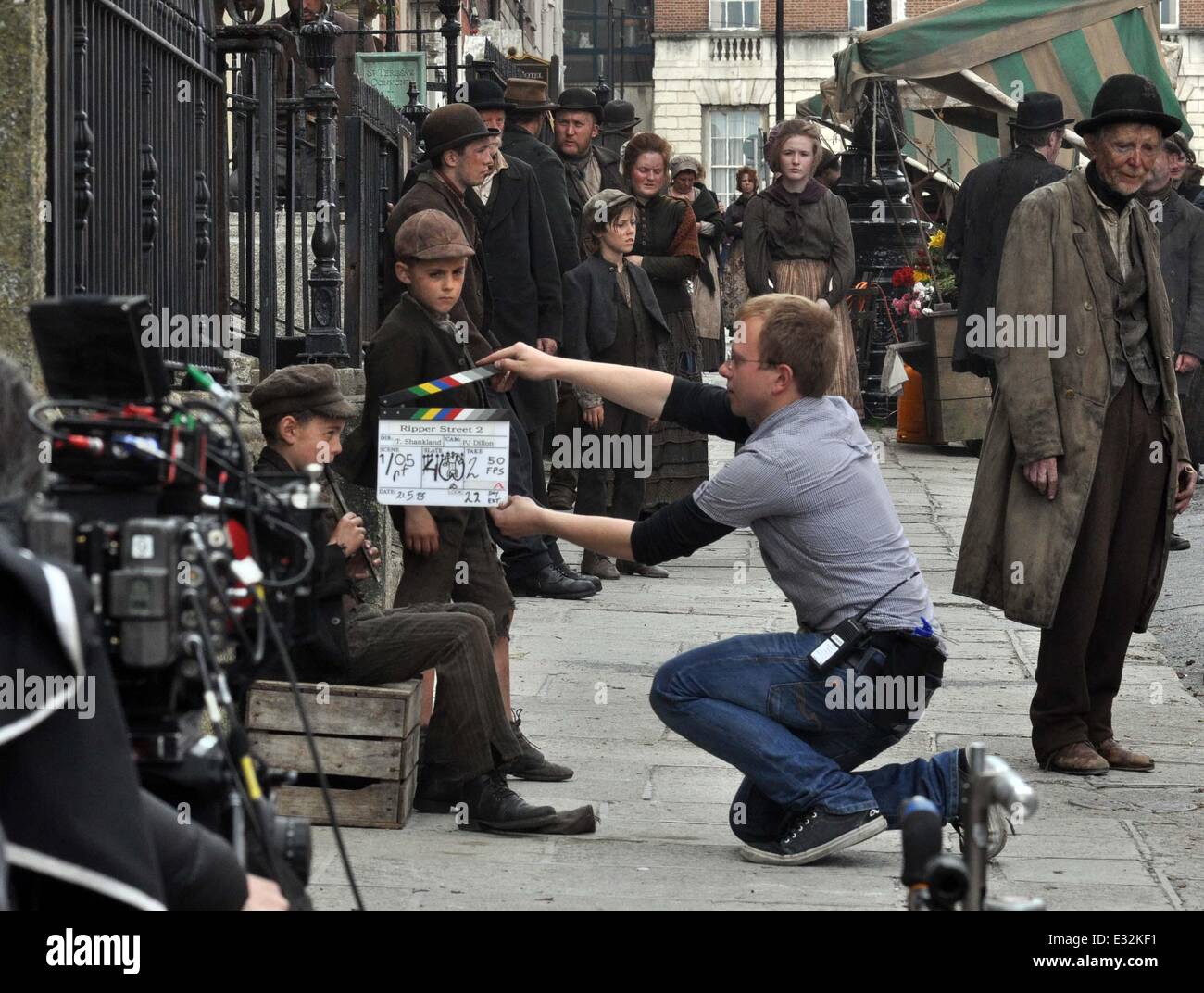 Matthew McFadyen, Jermome Flynn and Adam Rothenberg filming scenes for ...