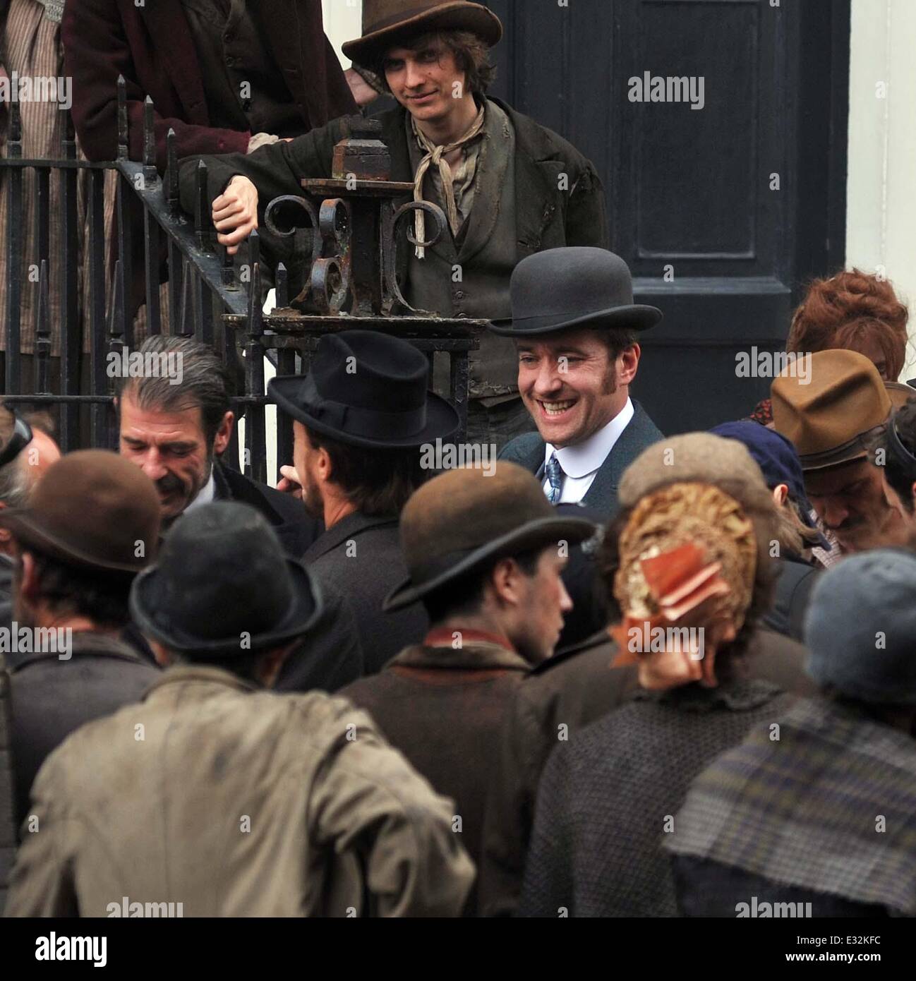 Matthew McFadyen, Jermome Flynn and Adam Rothenberg filming scenes for ...