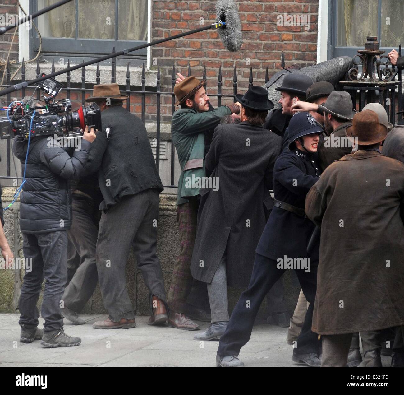 Matthew McFadyen, Jermome Flynn and Adam Rothenberg filming scenes for ...