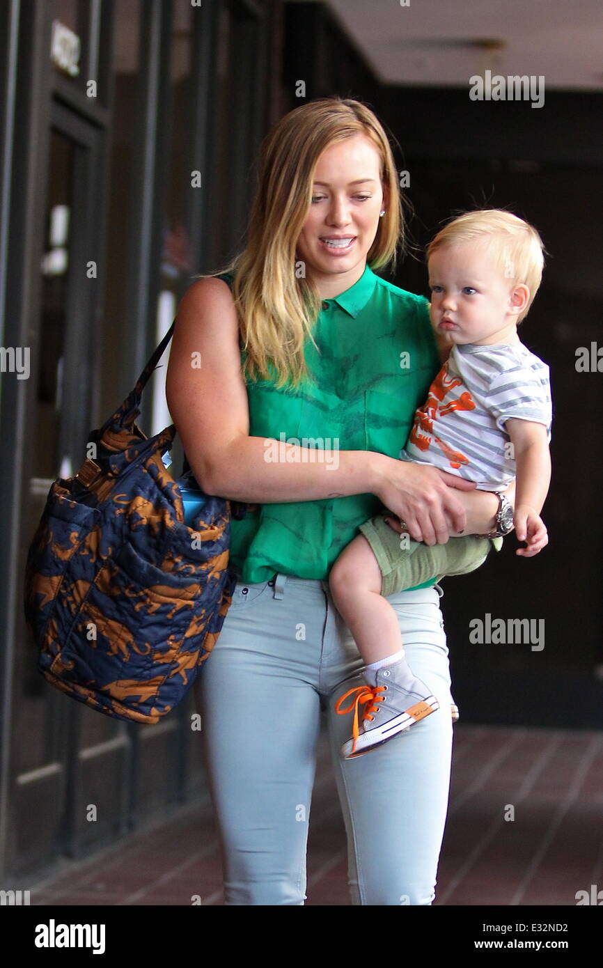 Hillary Duff and her son Luca are seen out and about in Sherman Oaks ...