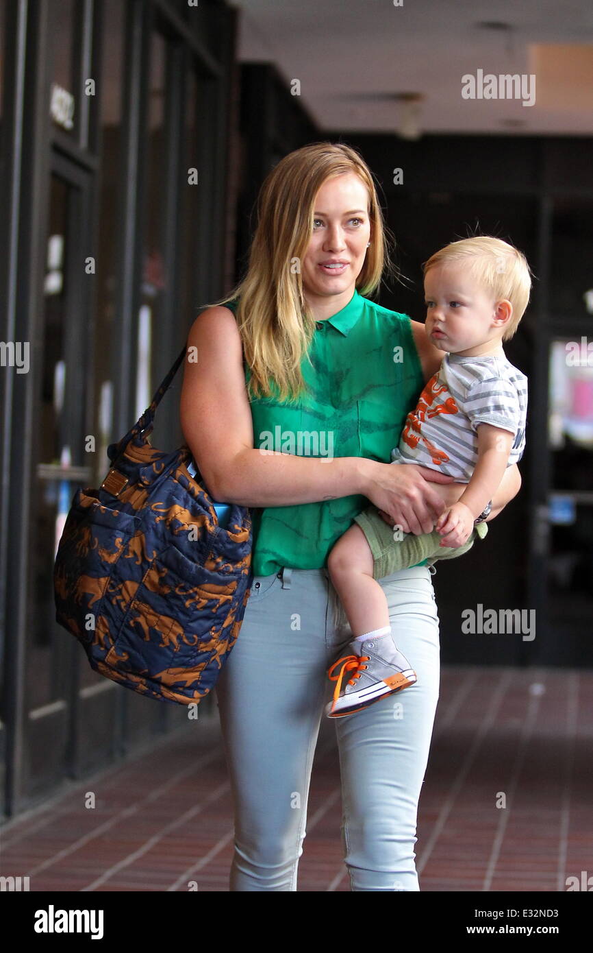 Hillary Duff and her son Luca are seen out and about in Sherman Oaks ...