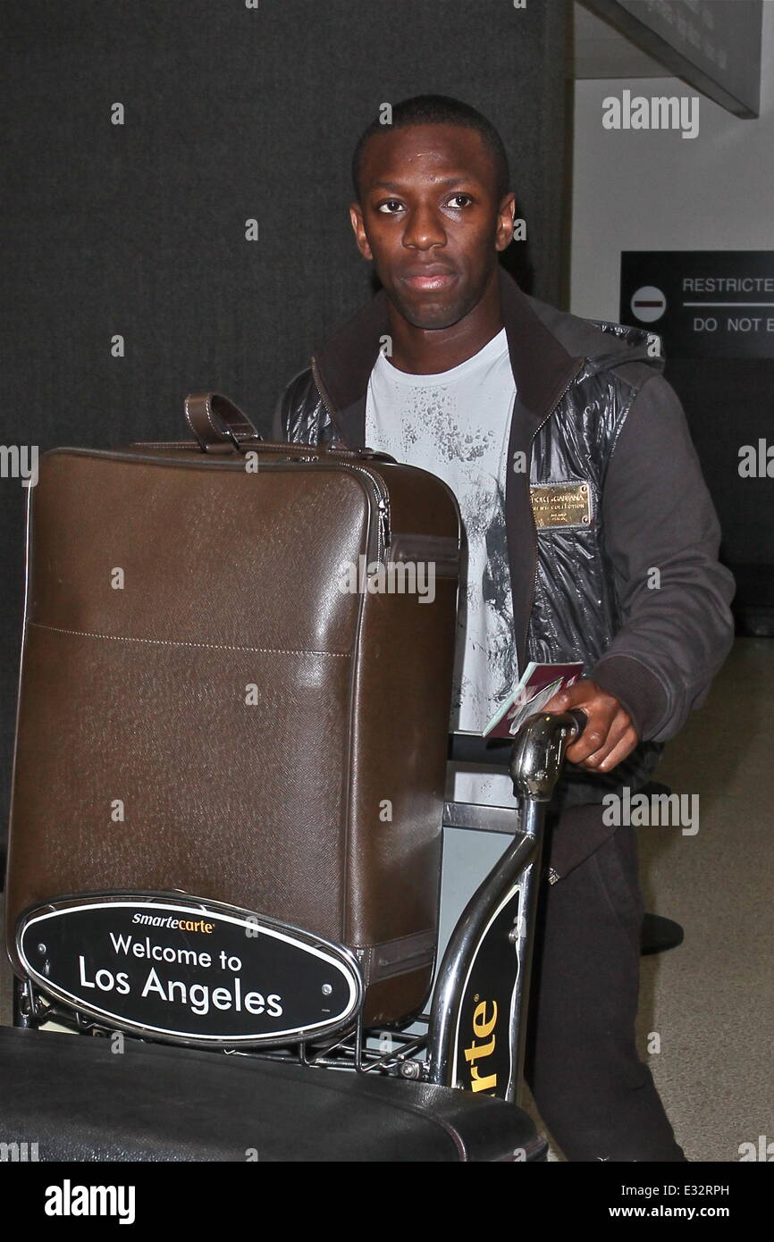 Shaun Wright Phillips arrives at LAX from London with a friend ...