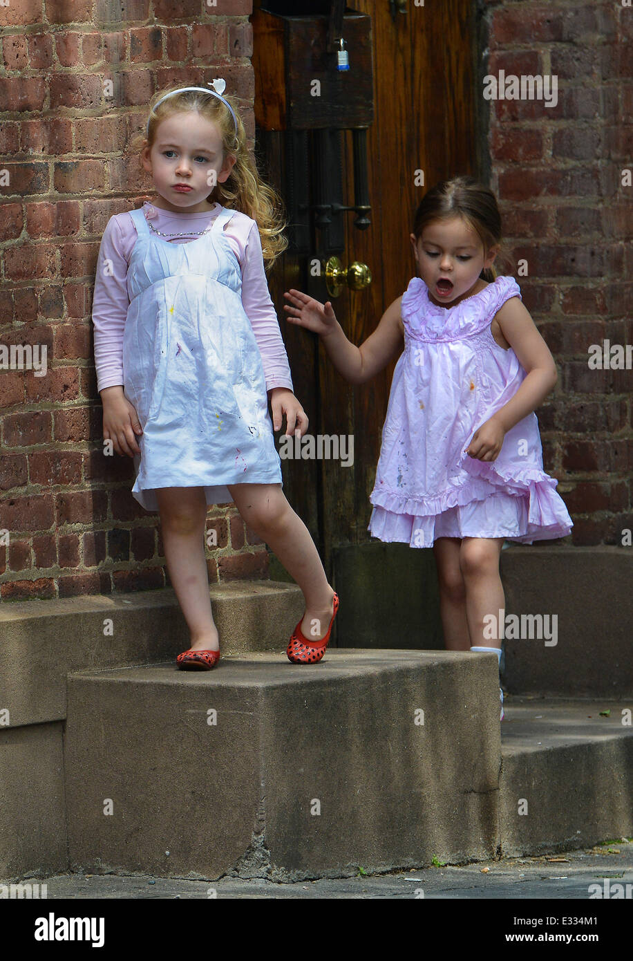 Marion Broderick and Tabitha Broderick seen playing in the West Village ...