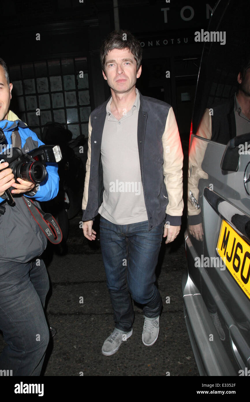Noel Gallagher with the first signs of grey hair arrives at the Groucho ...