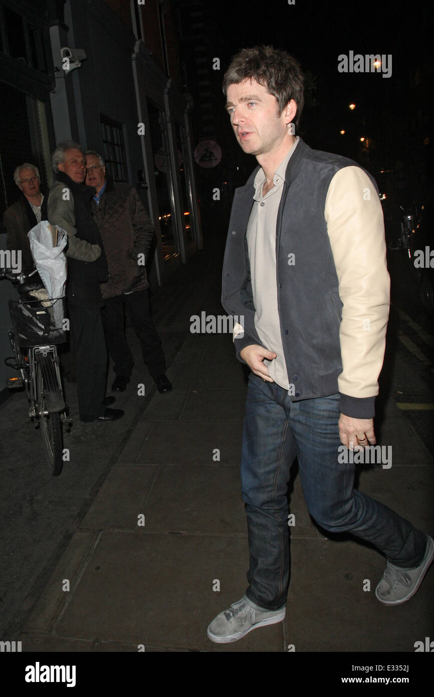 Noel Gallagher with the first signs of grey hair arrives at the Groucho ...