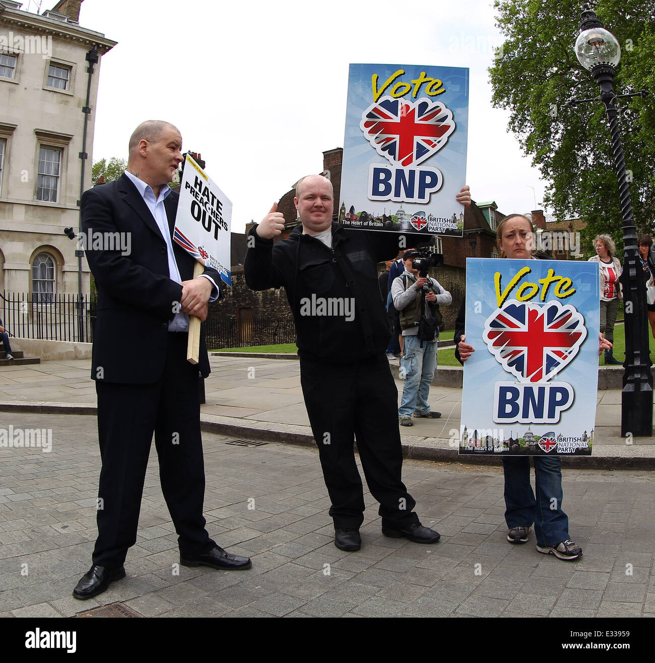 The British National Party demonstration in reaction to the murder of ...