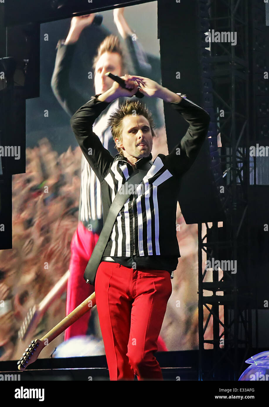 Muse performs live on their 'The 2nd Law World Tour' at Etihad Stadium ...