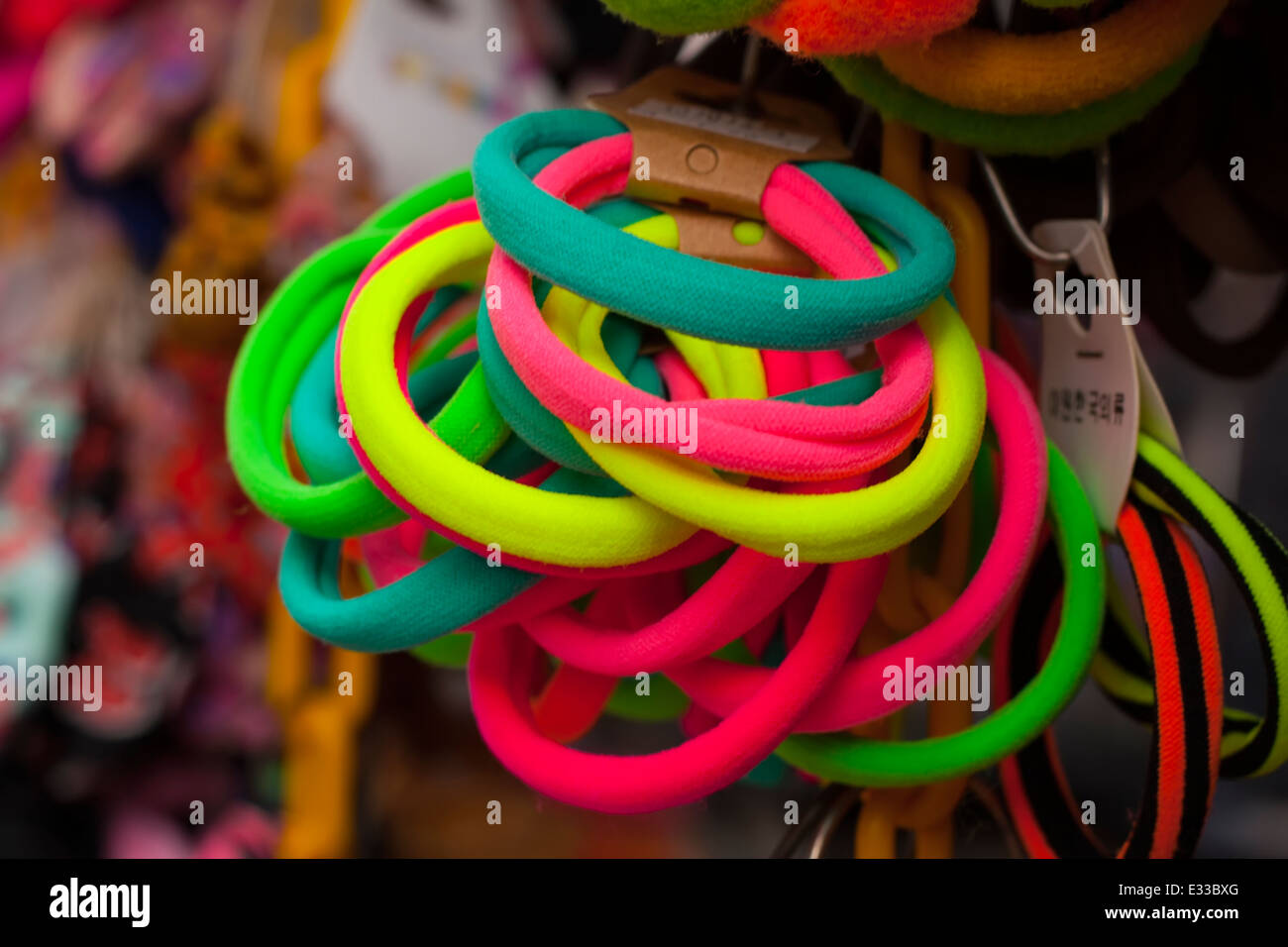 Rainbow color of rubber band Stock Photo - Alamy