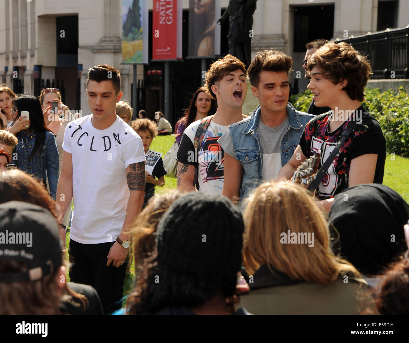 Union J busking in Trafalger Square Featuring: JJ Hamblett,Jaymi ...