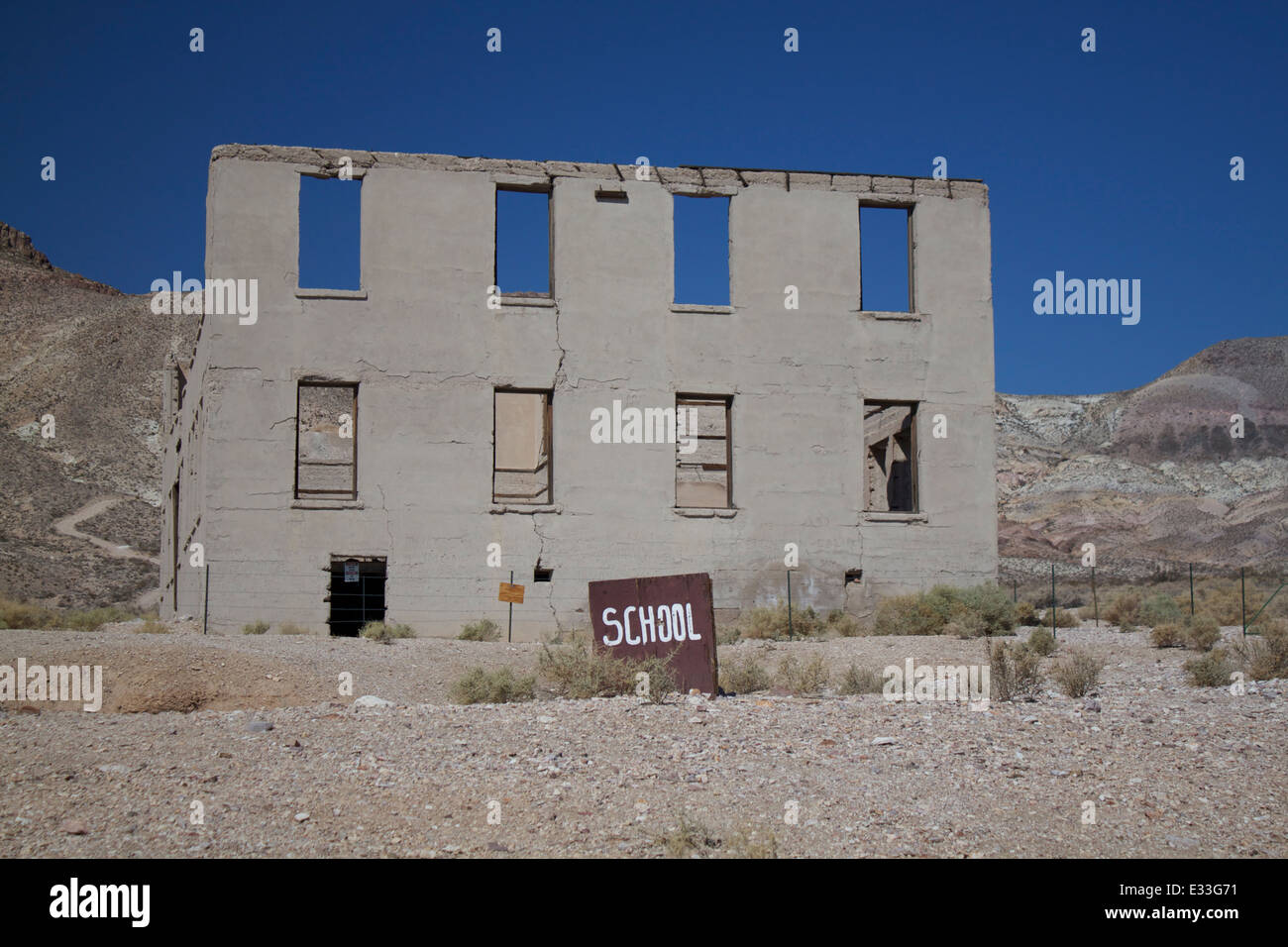 Picture of a collapsed school building from Rhyolite Ghost Town Stock ...