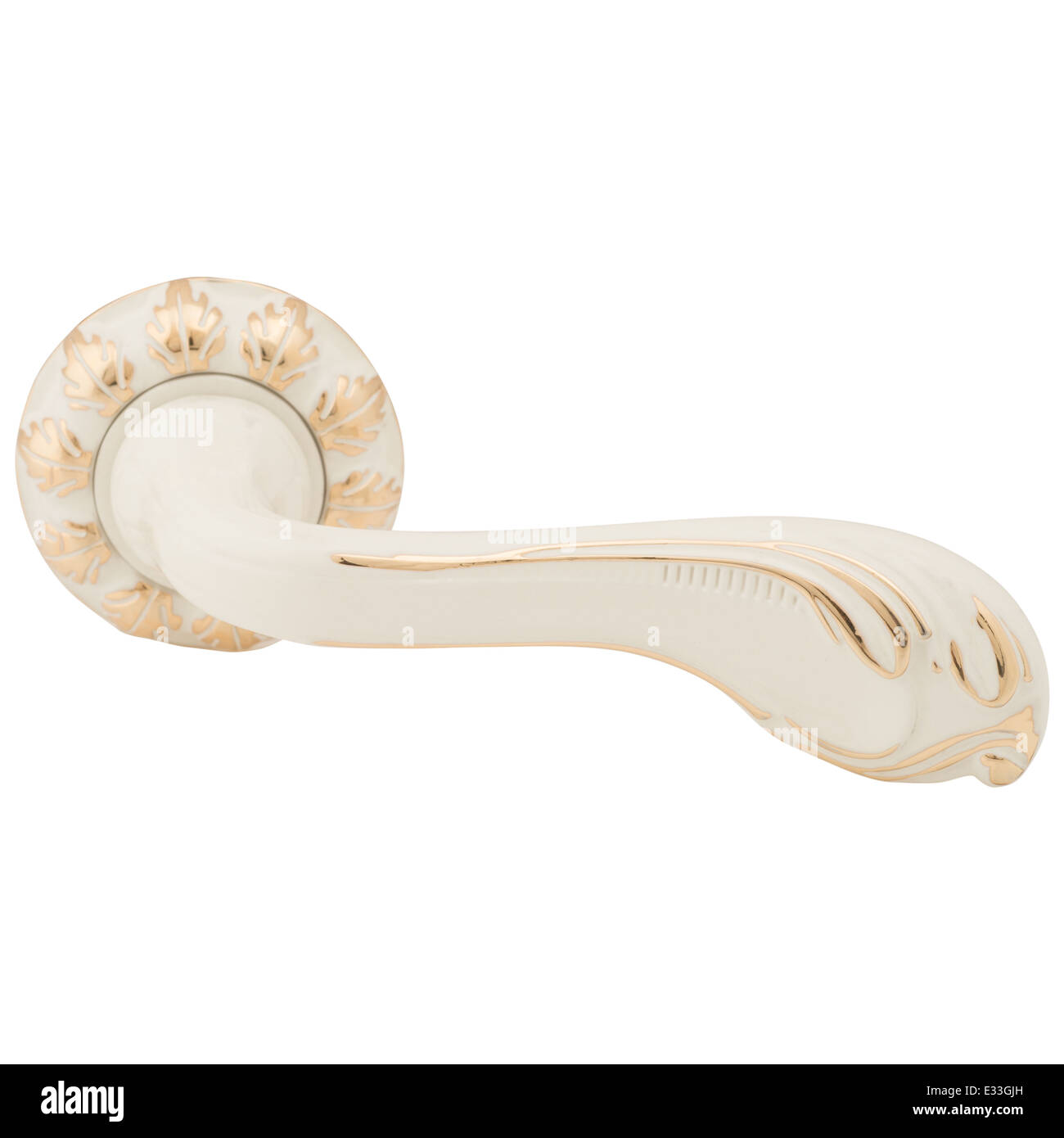 Classic door handle side view isolated on white Stock Photo - Alamy
