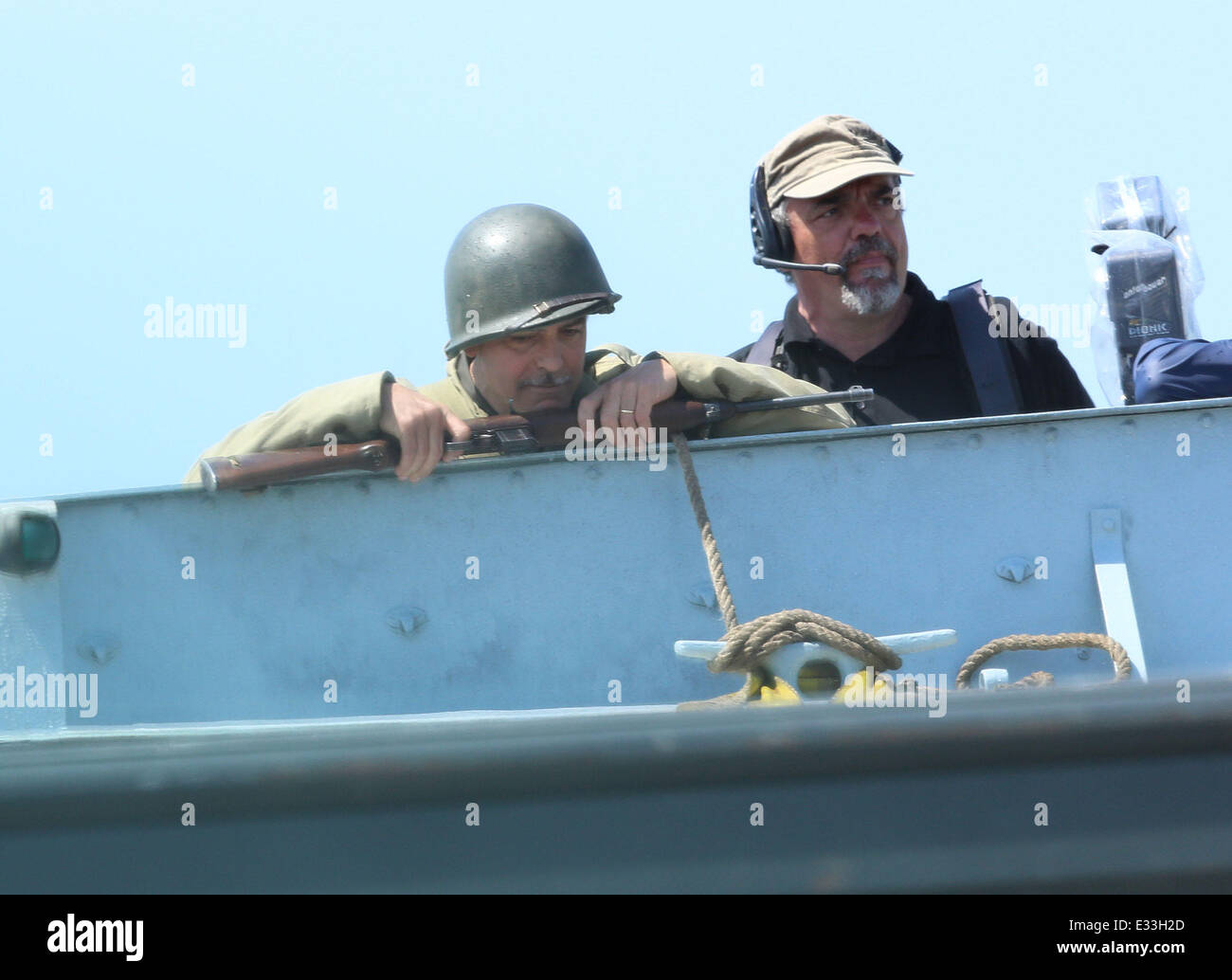 George Clooney and John Goodman filming 'The Monuments Men' on location ...