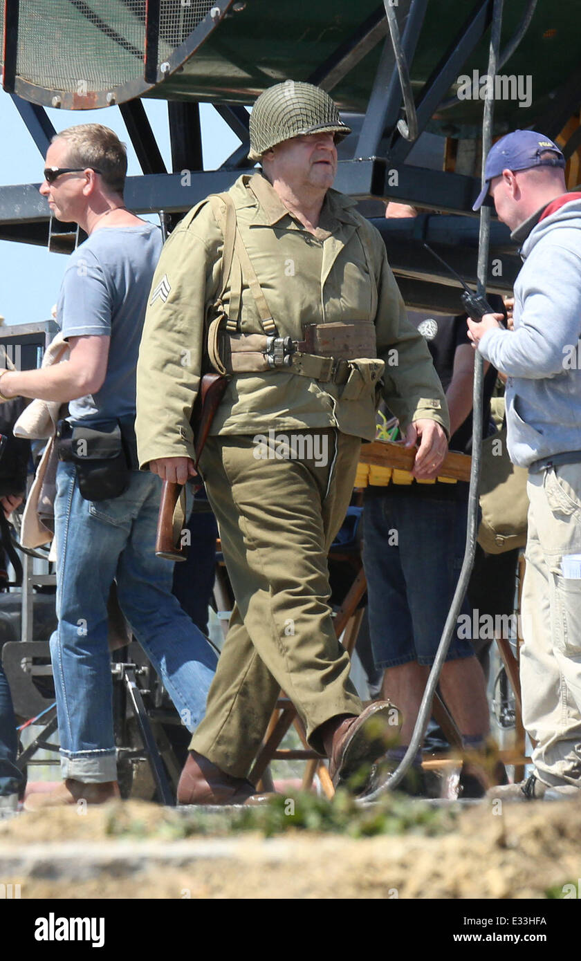 George Clooney and John Goodman filming 'The Monuments Men' on location ...