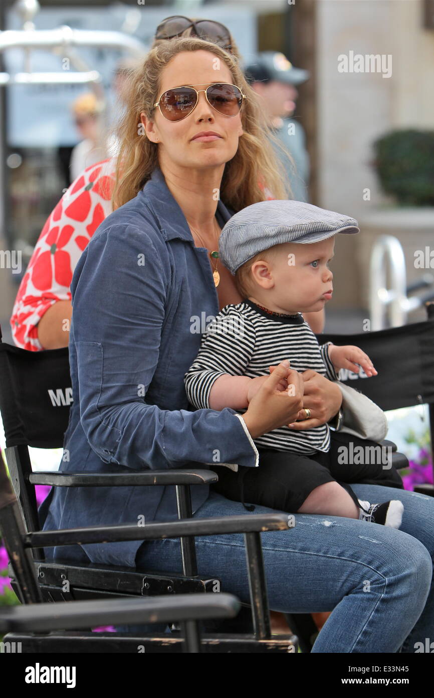 Elizabeth Berkley and son Sky Cole Lauren seen at The Grove for an ...