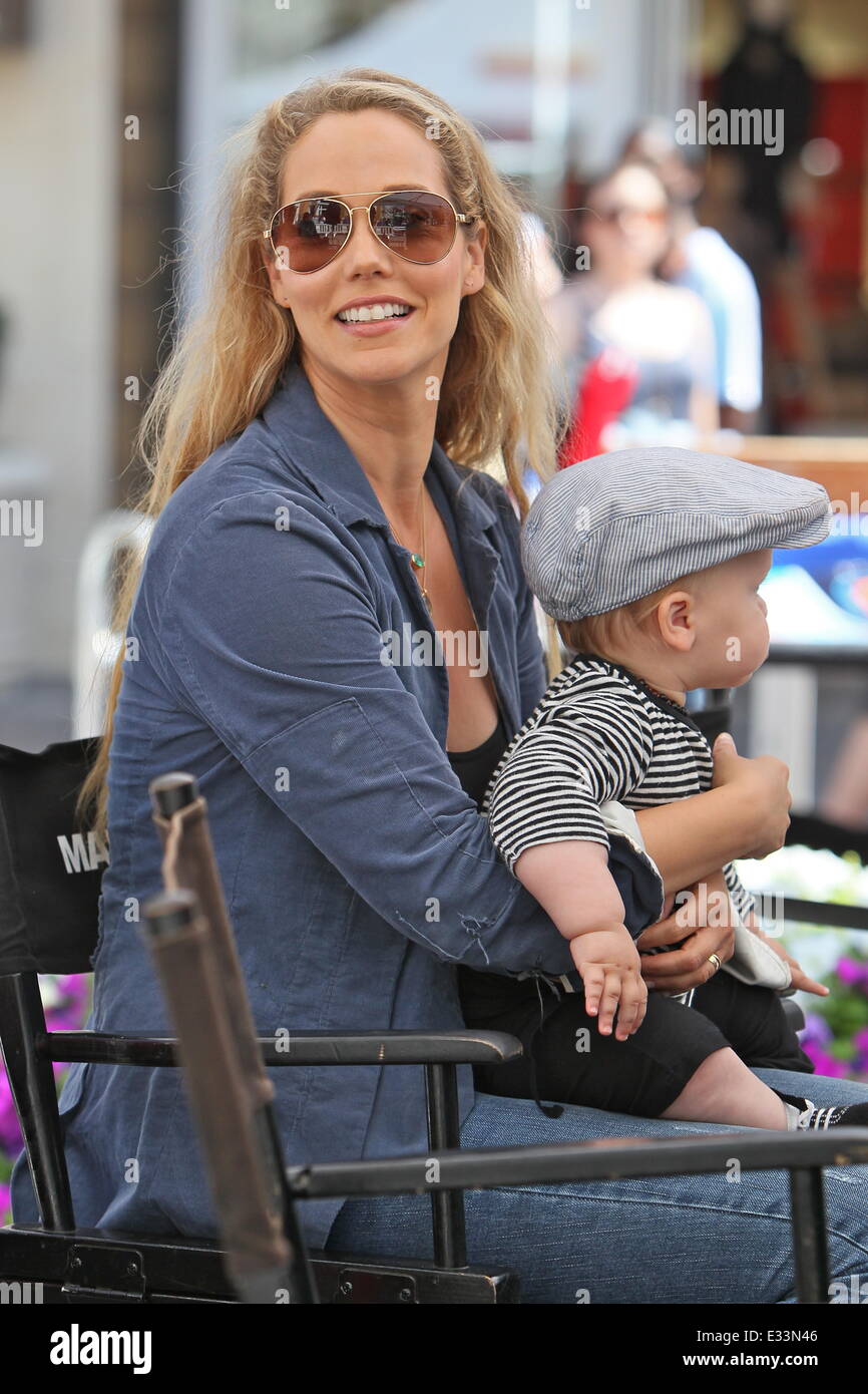 Elizabeth Berkley and son Sky Cole Lauren seen at The Grove for an ...