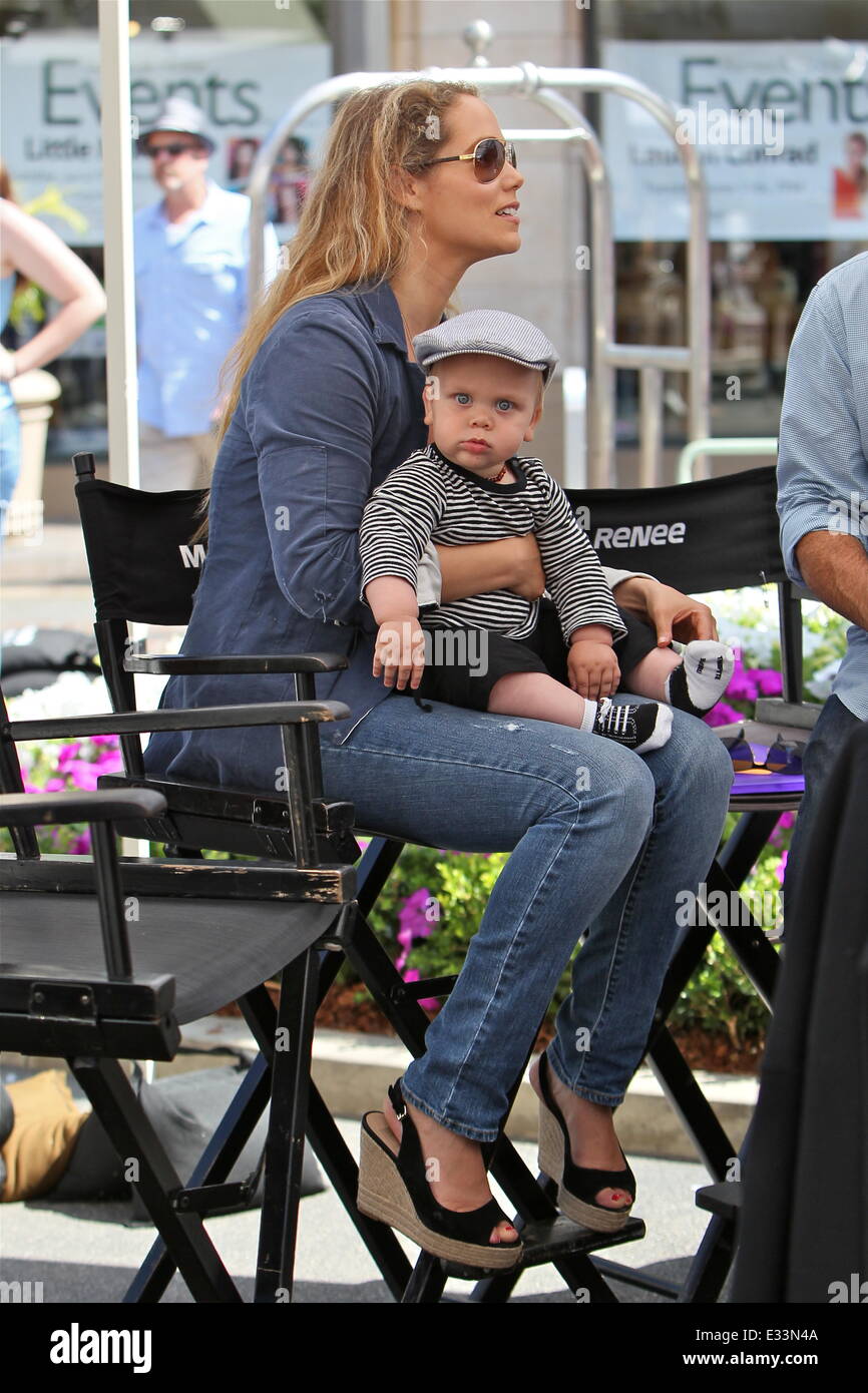 Elizabeth Berkley and son Sky Cole Lauren seen at The Grove for an ...