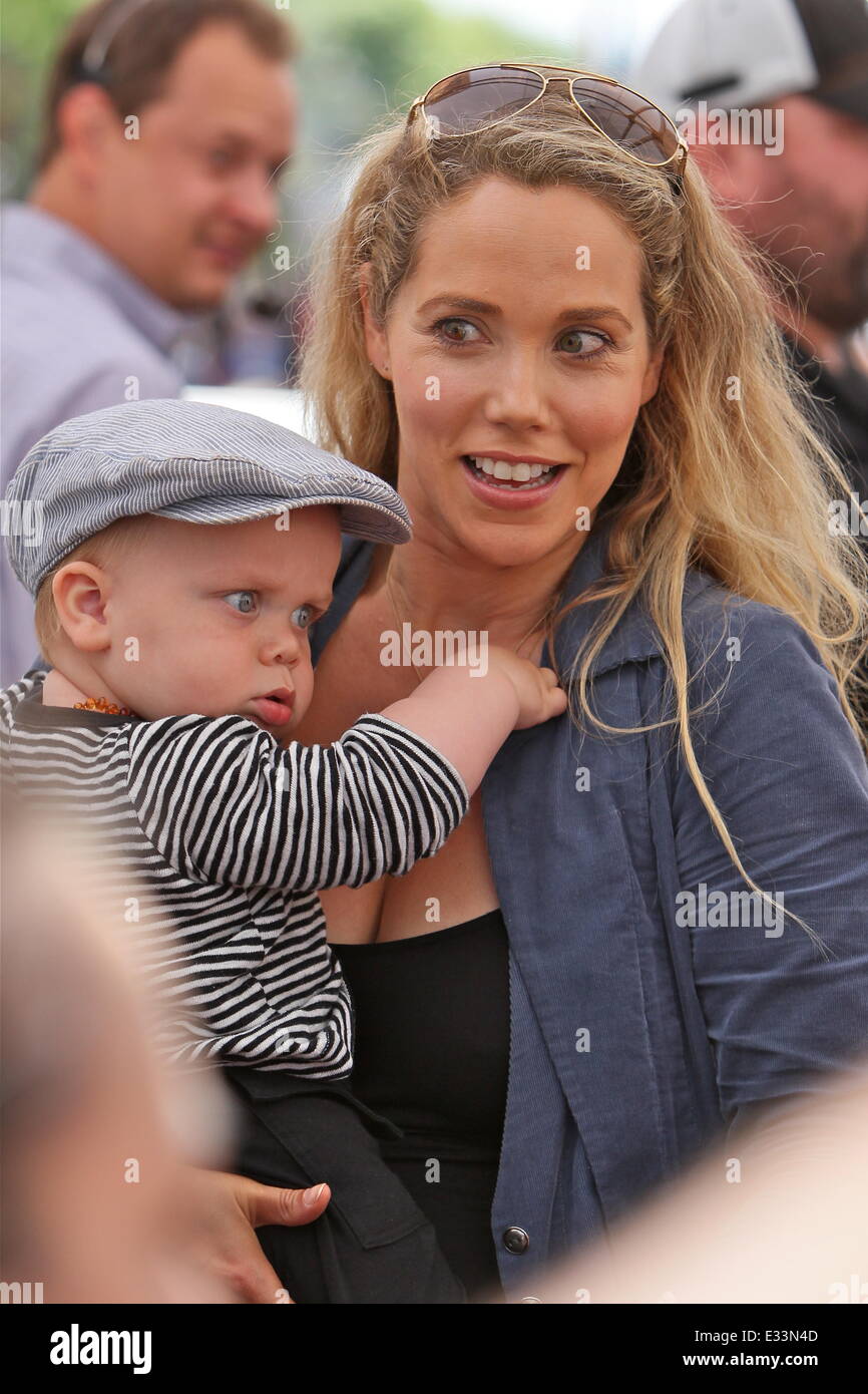 Elizabeth Berkley and son Sky Cole Lauren seen at The Grove for an ...