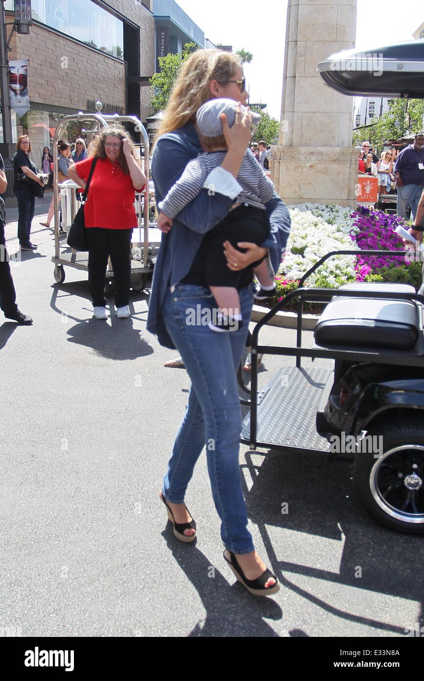 Elizabeth Berkley and son Sky Cole Lauren seen at The Grove for an ...