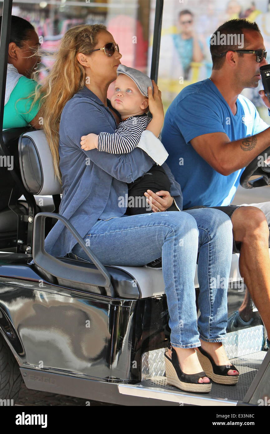 Elizabeth Berkley and son Sky Cole Lauren seen at The Grove for an ...