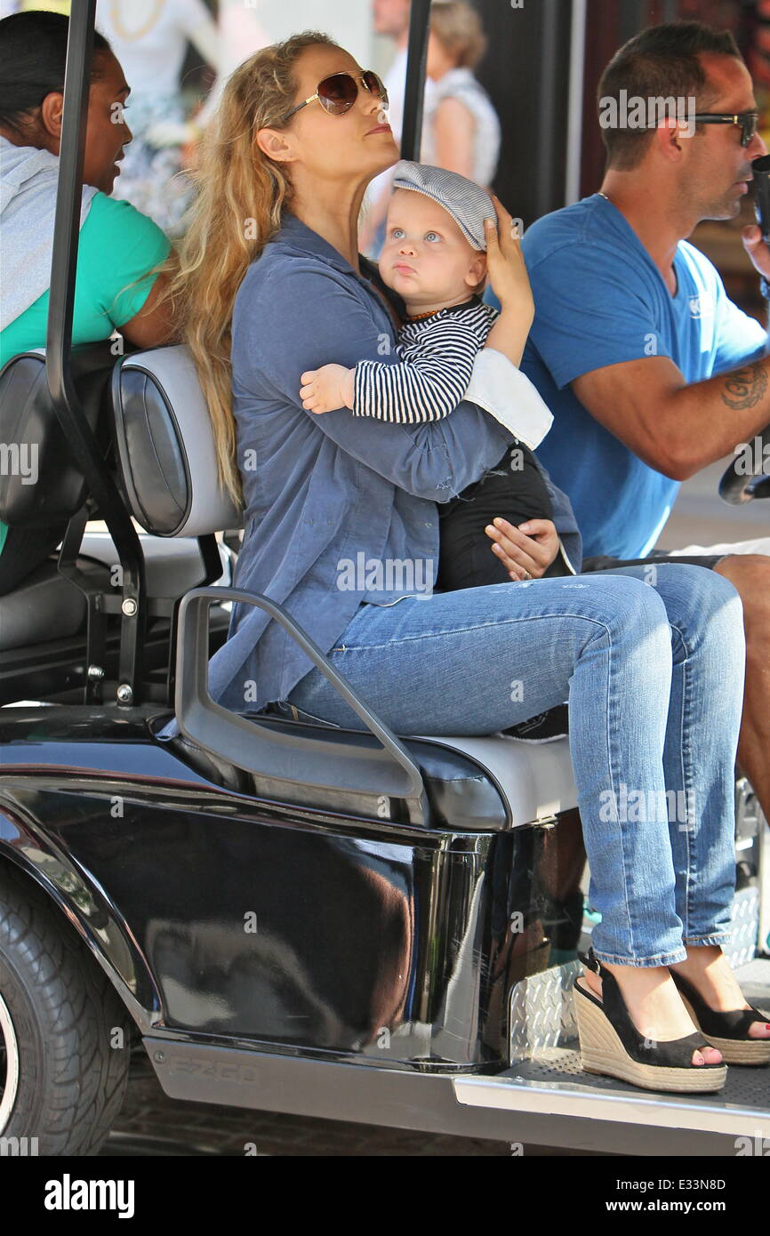 Elizabeth Berkley and son Sky Cole Lauren seen at The Grove for an ...