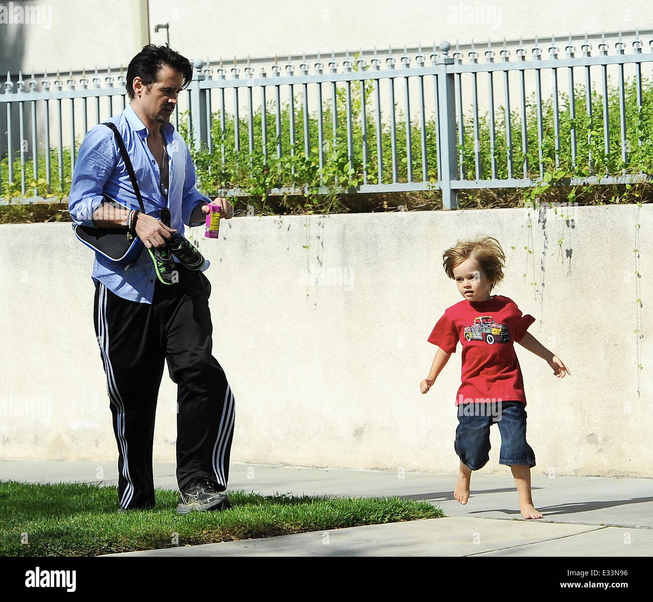 Colin Farrell picks up son Henry from school in Studio City Featuring ...