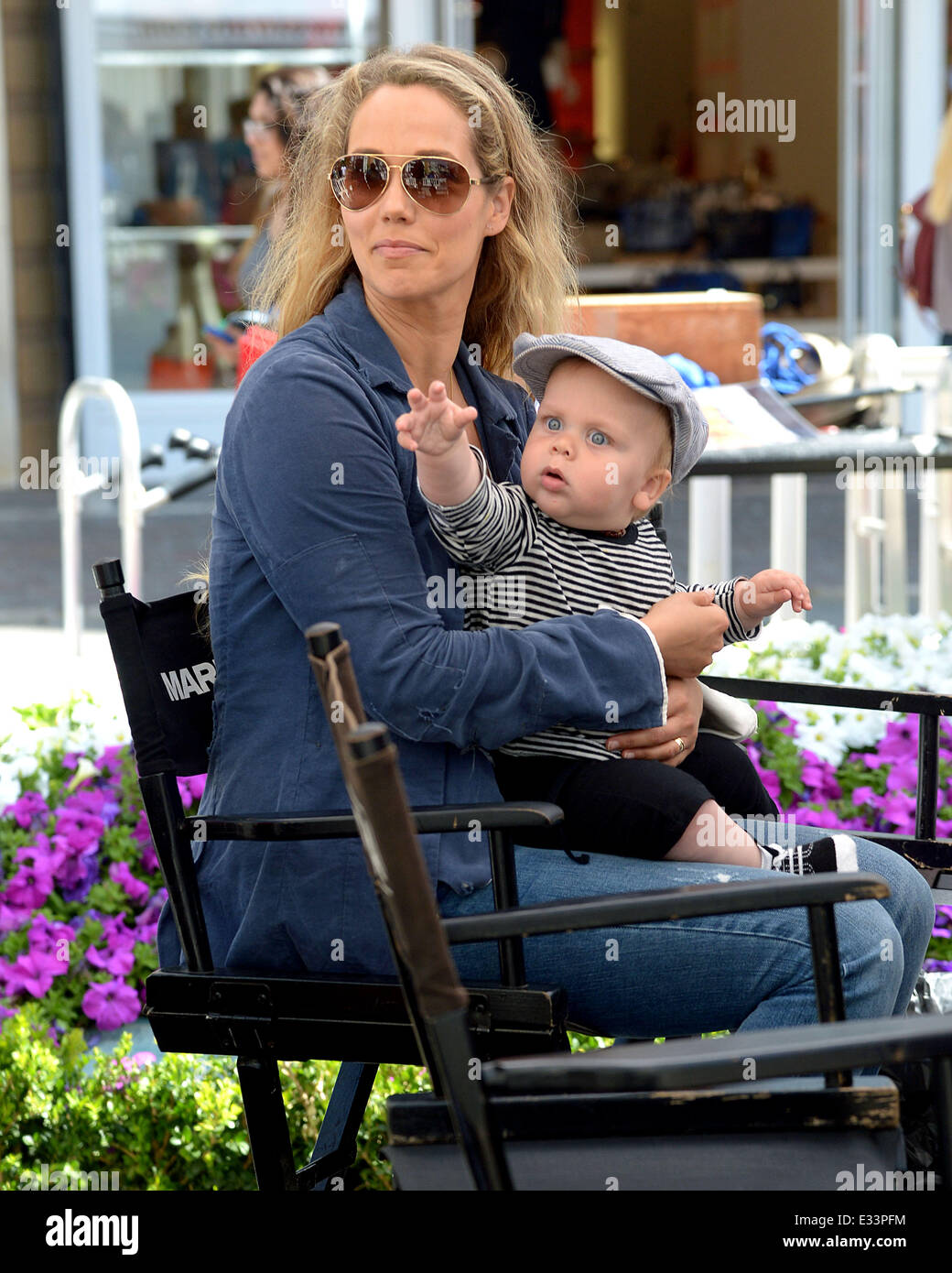 Elizabeth Berkley and son Sky Cole Lauren seen at The Grove for an ...