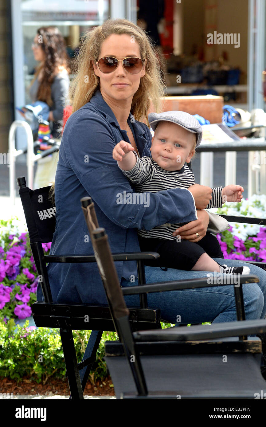 Elizabeth Berkley and son Sky Cole Lauren seen at The Grove for an ...