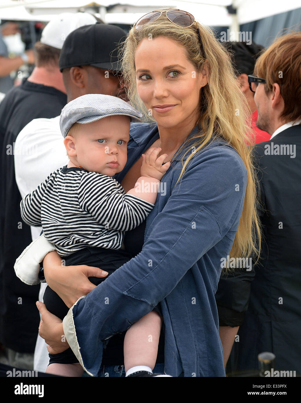 Elizabeth Berkley and son Sky Cole Lauren seen at The Grove for an ...