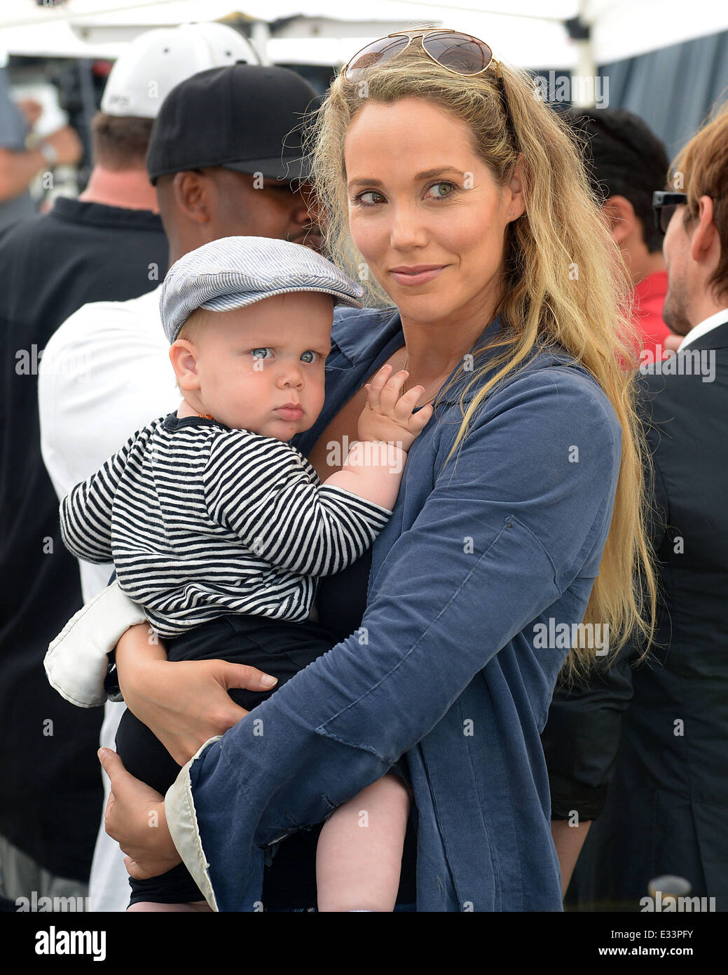 Elizabeth Berkley and son Sky Cole Lauren seen at The Grove for an ...