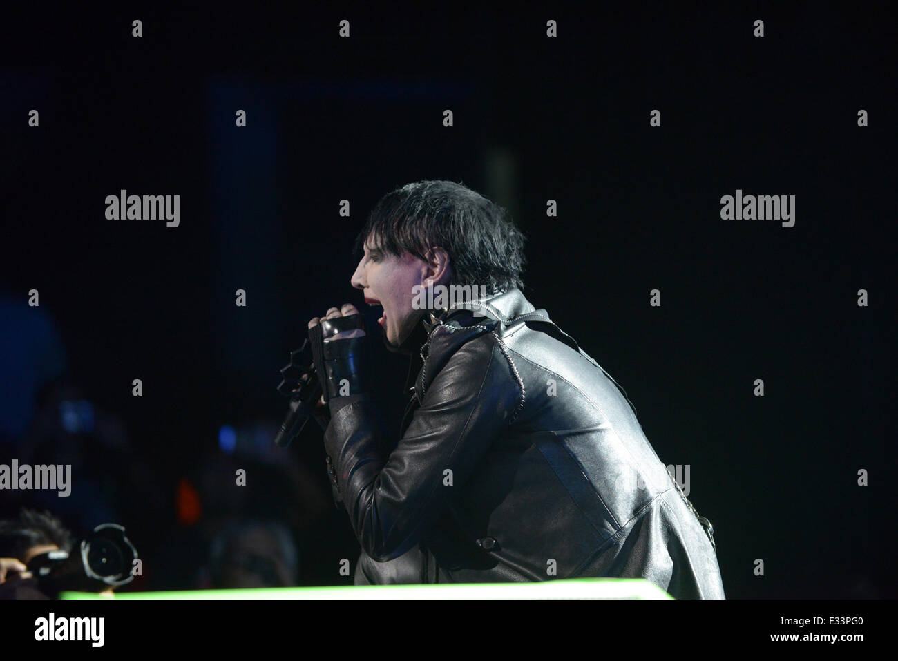 Marilyn Manson performing at the Gibson Ampitheatre Featuring: Marilyn ...