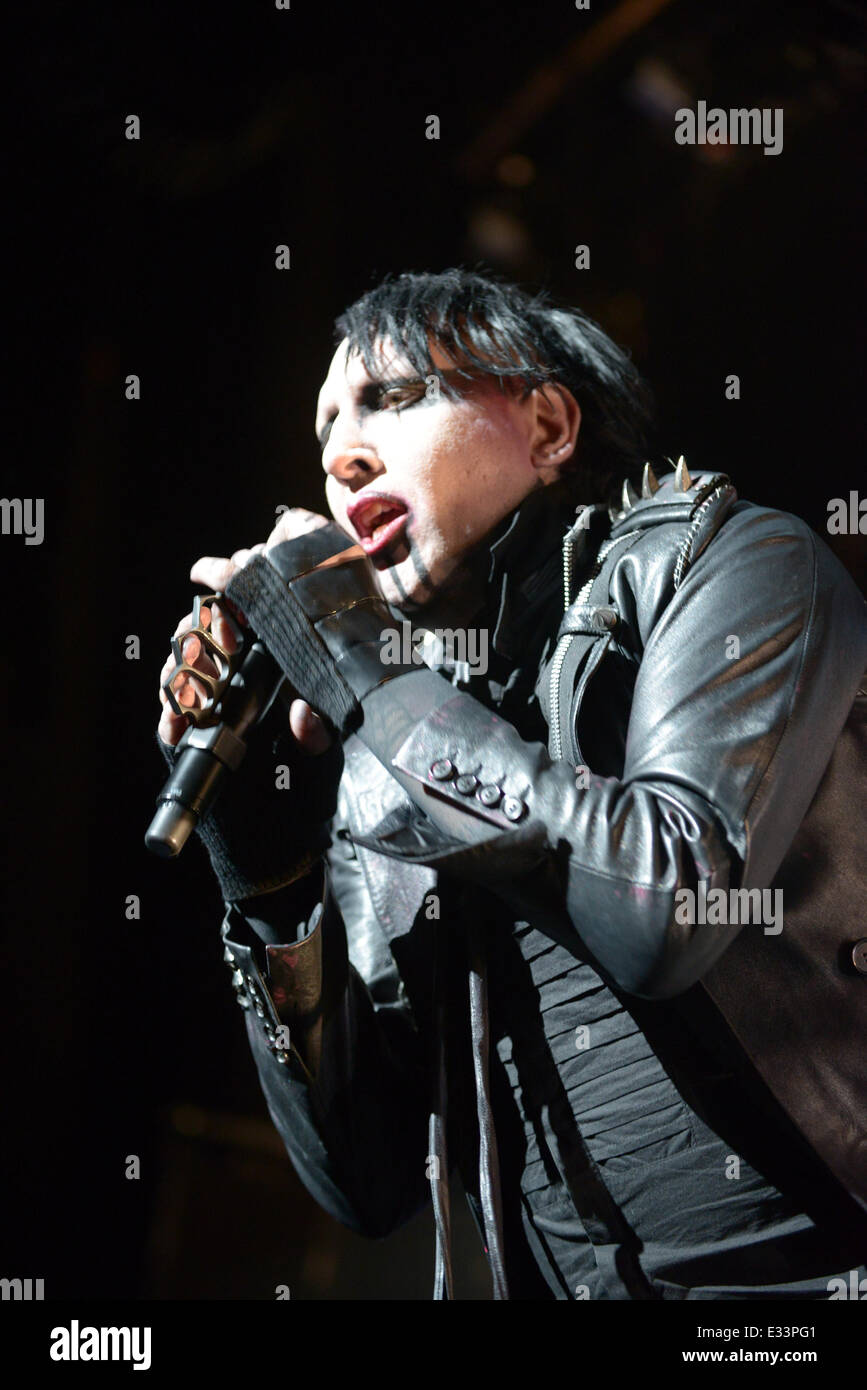 Marilyn Manson performing at the Gibson Ampitheatre Featuring: Marilyn ...