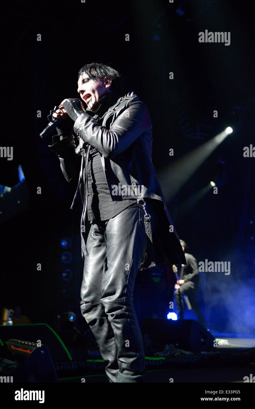 Marilyn Manson performing at the Gibson Ampitheatre Featuring: Marilyn ...