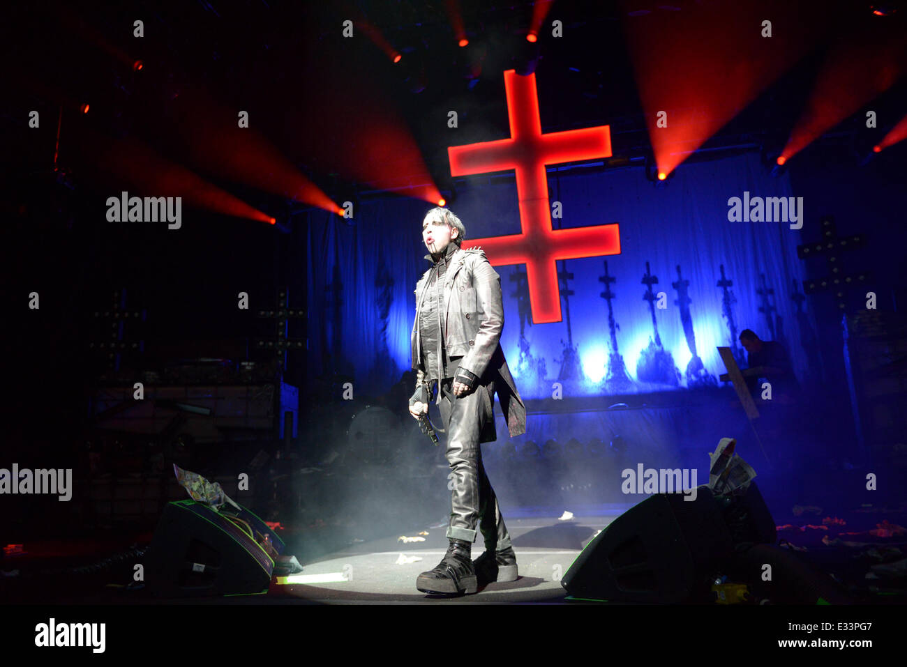 Marilyn Manson performing at the Gibson Ampitheatre Featuring: Marilyn ...