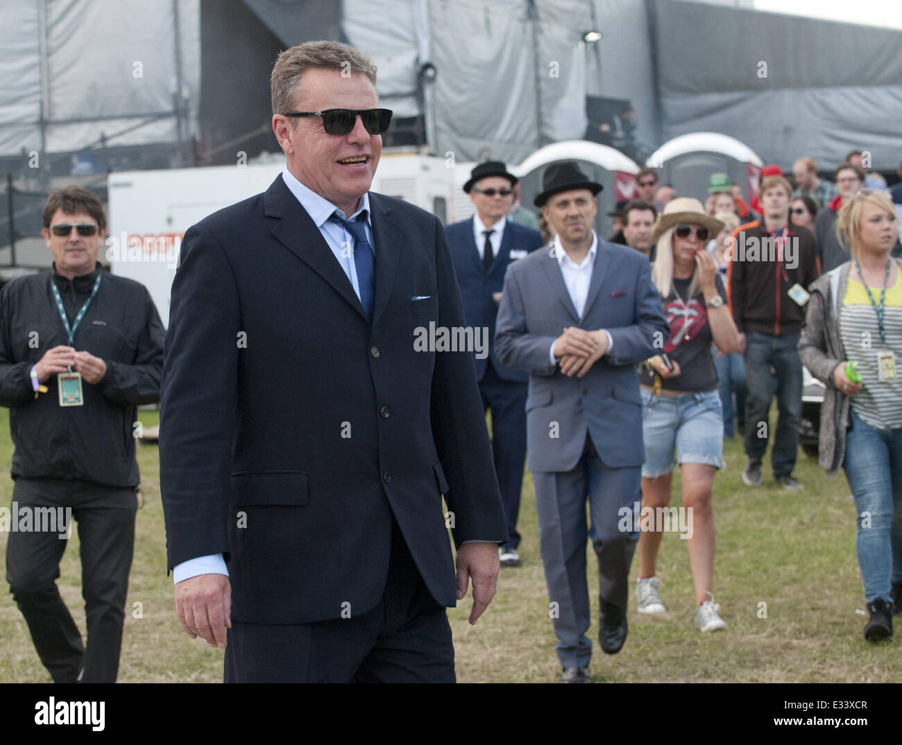 Madness leave the stage after their main stage performance at Rockness ...