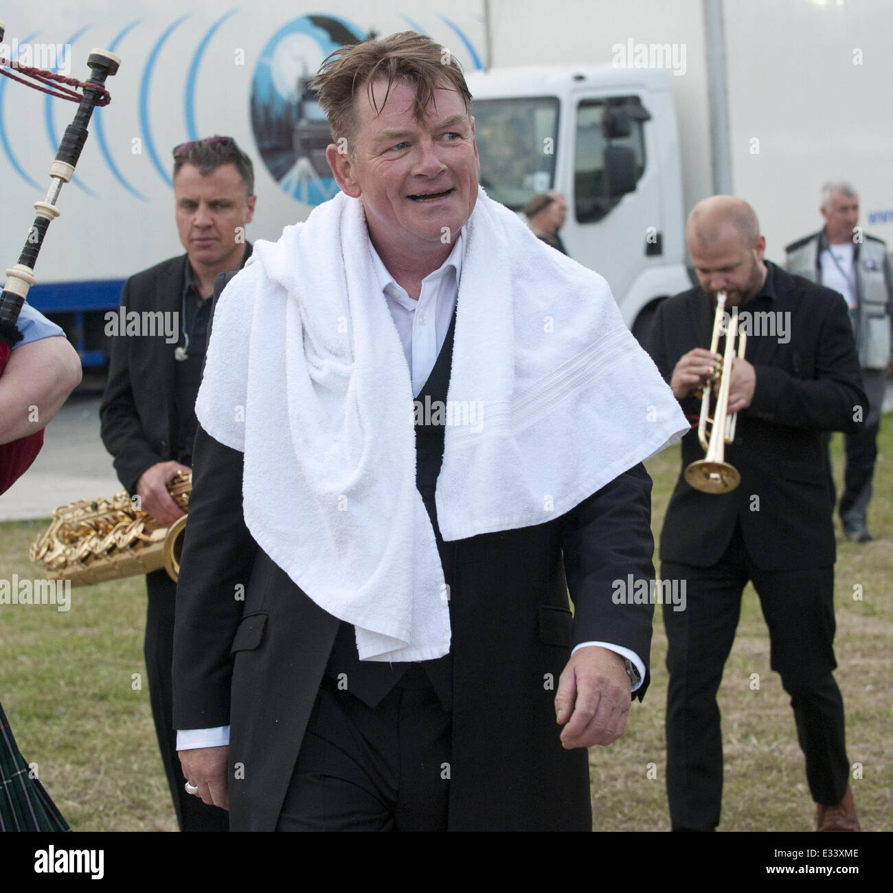 Madness leave the stage after their main stage performance at Rockness ...