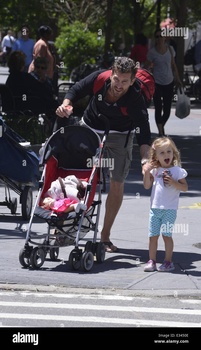 Jason Hoppy and daughter Bryn Hoppy are seen taking a stroll in Tribeca ...