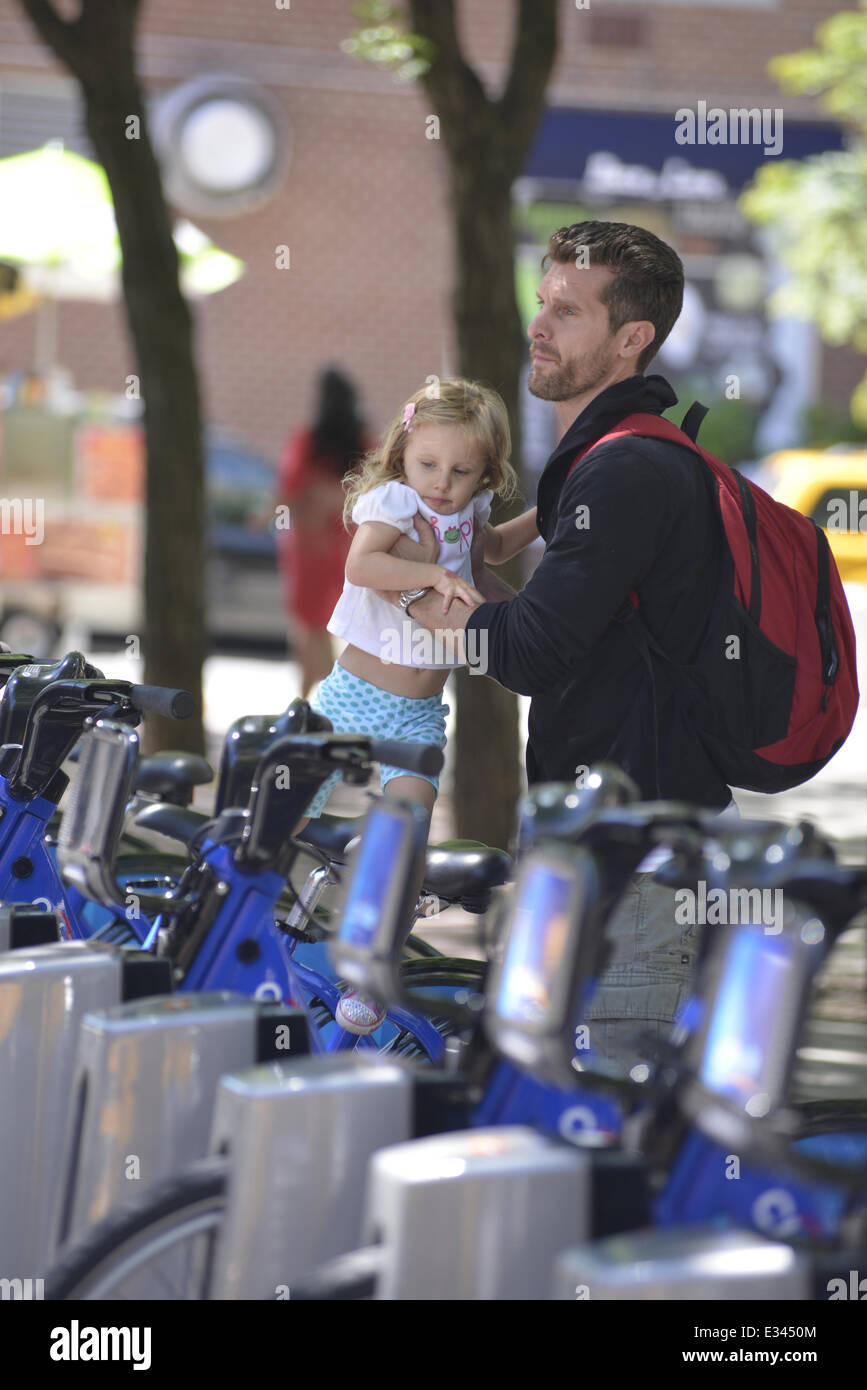 Jason Hoppy and daughter Bryn Hoppy are seen taking a stroll in Tribeca ...