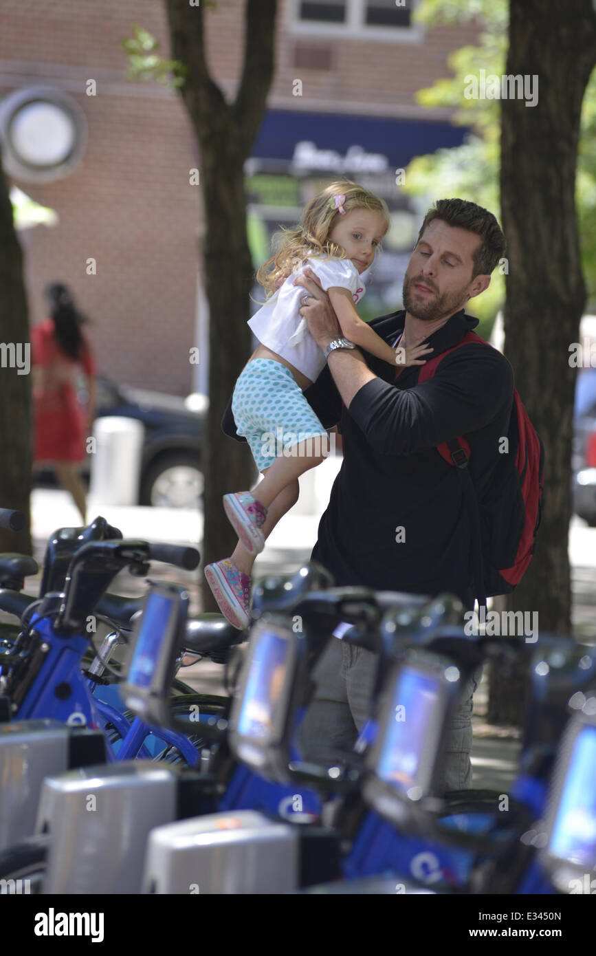 Jason Hoppy and daughter Bryn Hoppy are seen taking a stroll in Tribeca ...