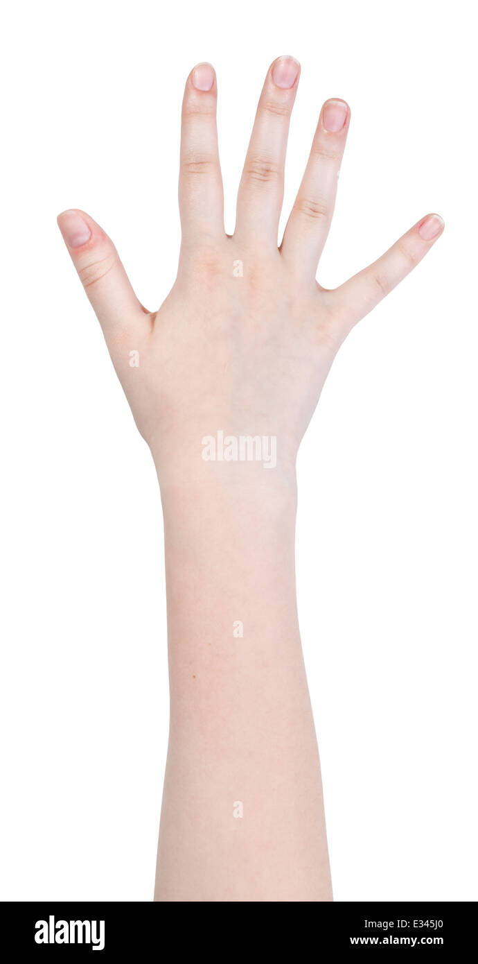 five fingers hand gesture isolated on white background Stock Photo - Alamy