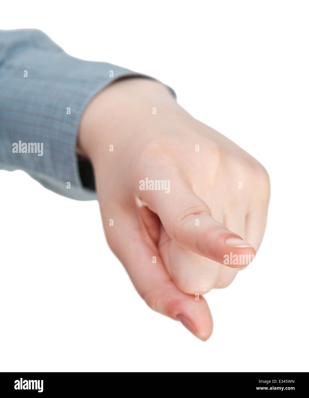 front pointed index finger - hand gesture isolated on white background ...