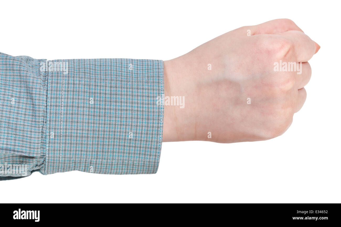 side view of fist - hand gesture isolated on white background Stock ...