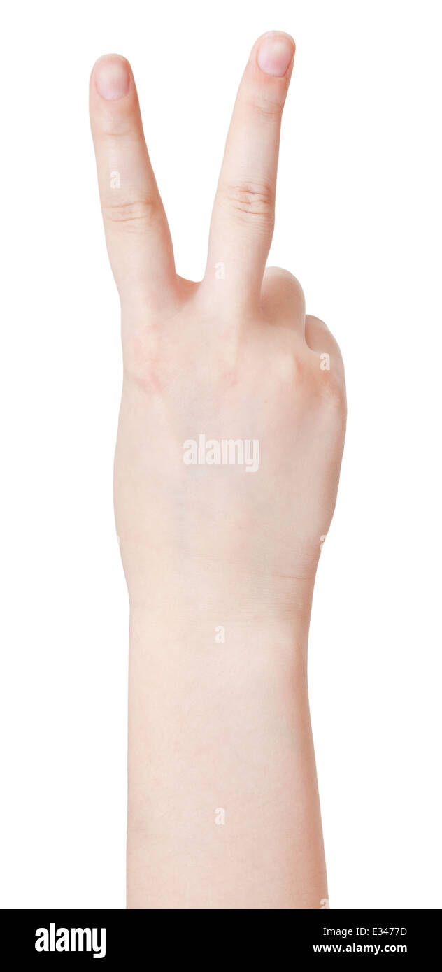 account two - hand gesture isolated on white background Stock Photo - Alamy