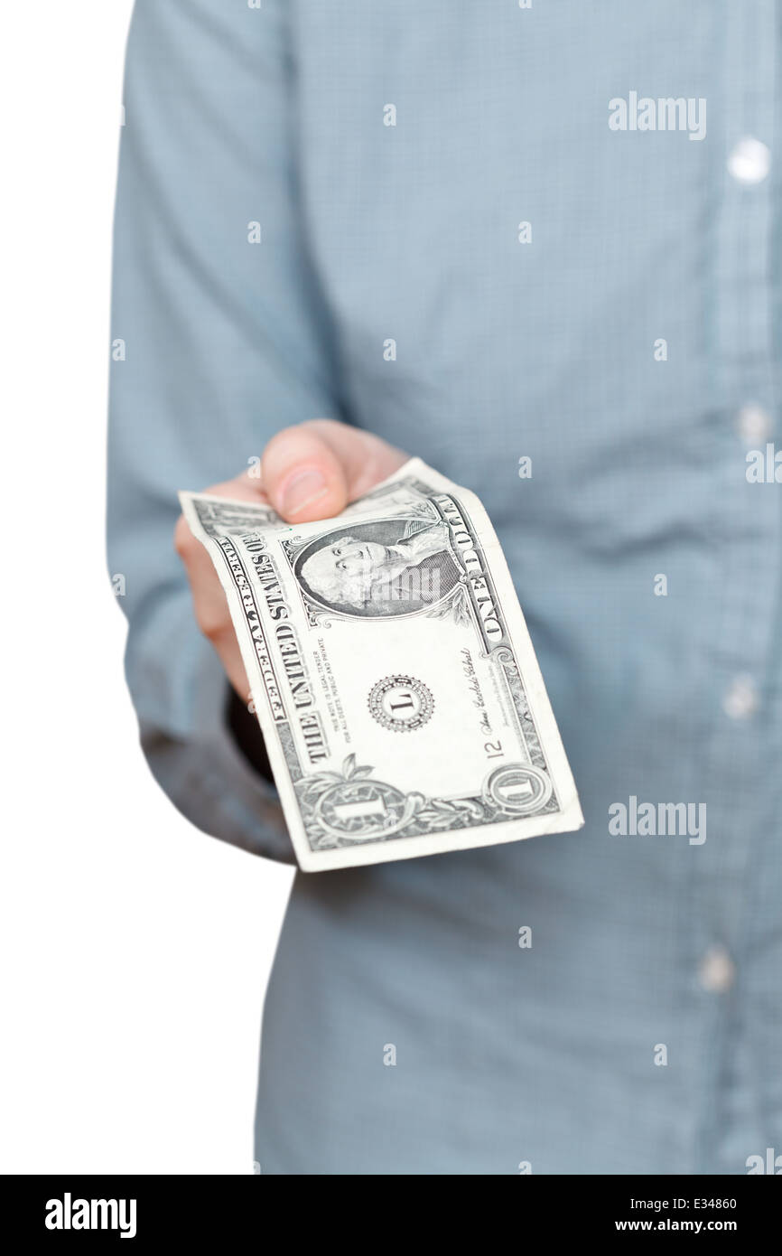 front view of one dollar banknote in arm close up Stock Photo - Alamy