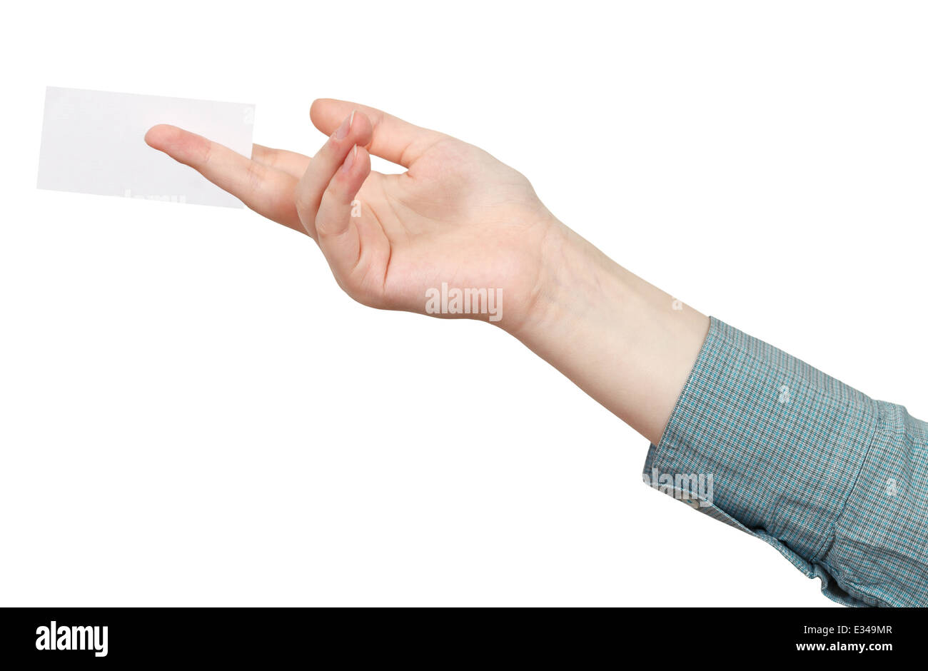 blank business card between fingers isolated on white background Stock ...