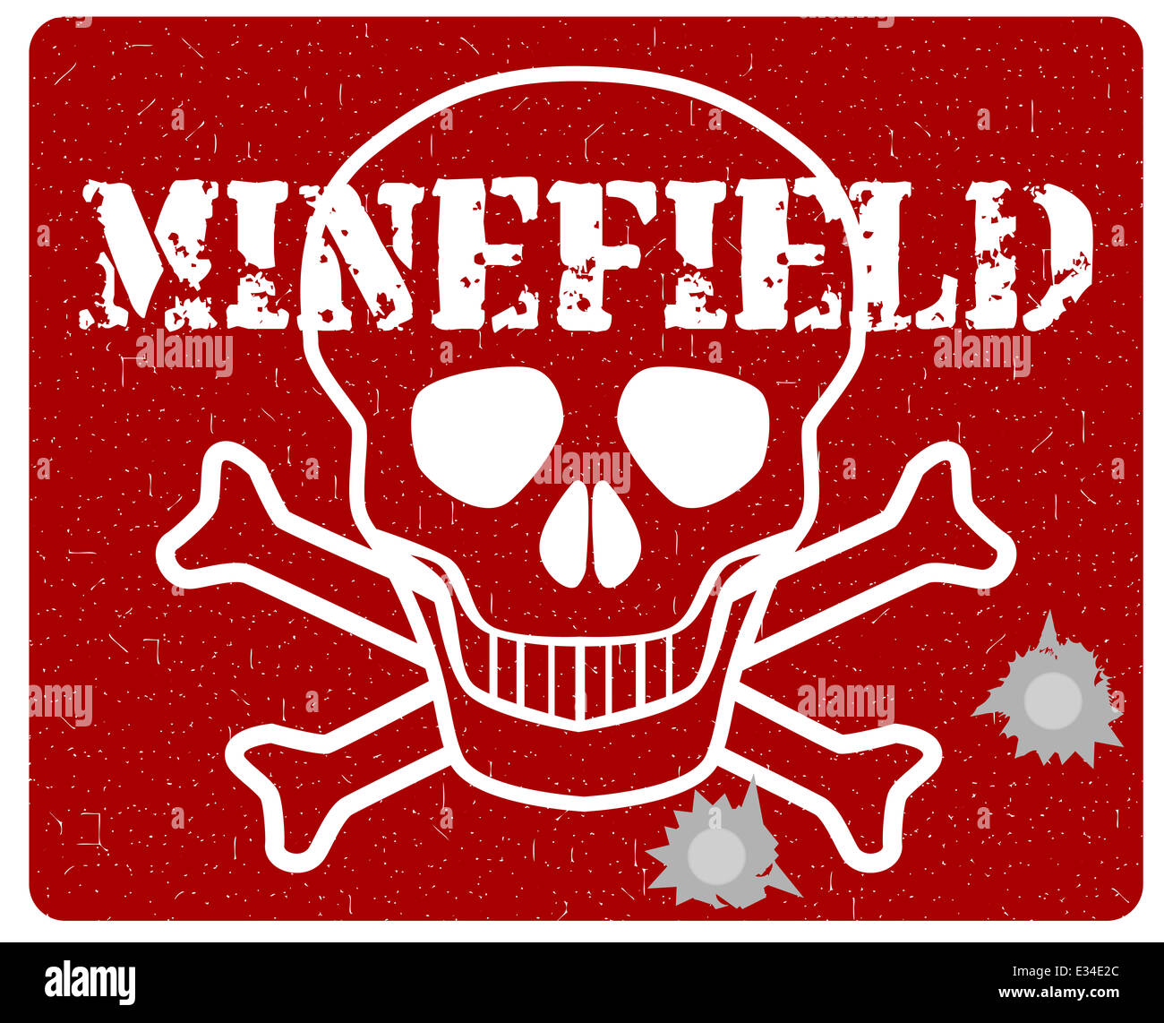The sign from a typical minefield isolated over a white background ...