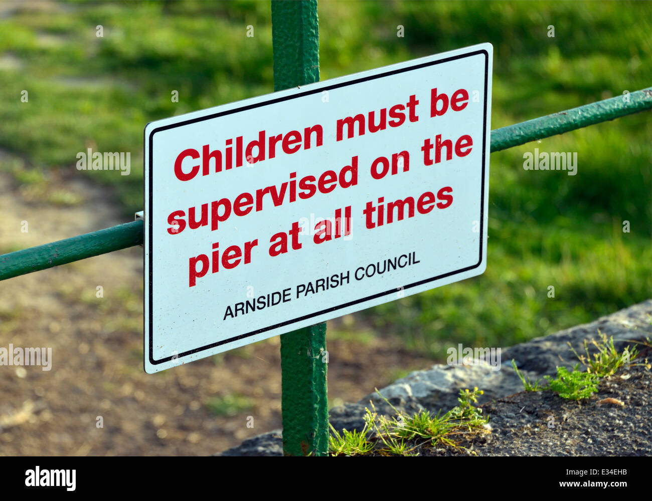 'Children must be supervised on the pier at all times', notice. The ...