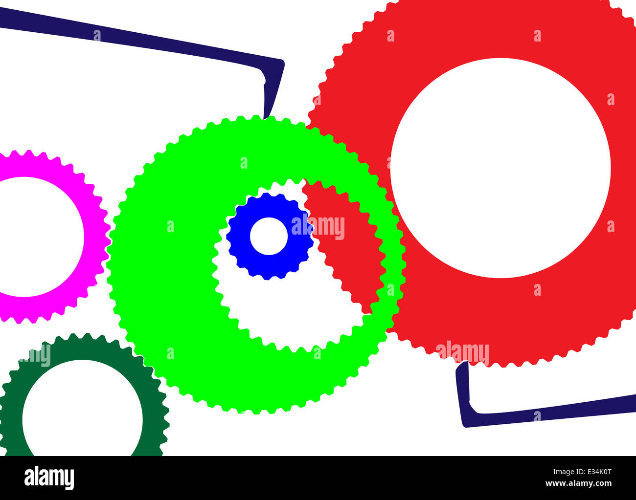 A cartoon style set of gears over a white background Stock Photo - Alamy