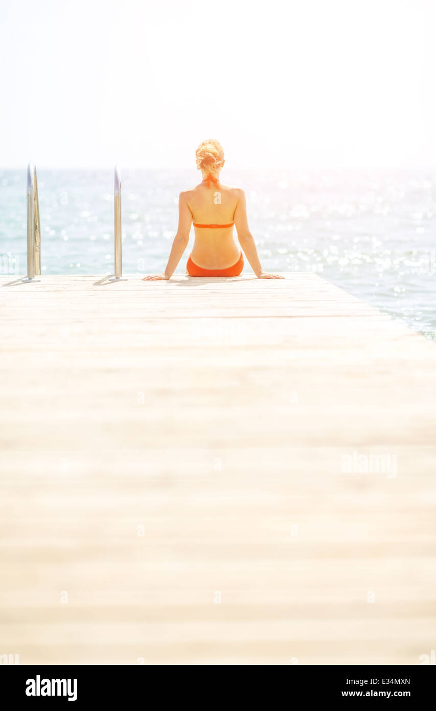 Woman Young Bikini Bridge Sea High Resolution Stock Photography and ...